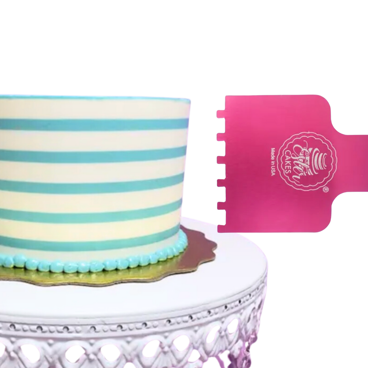 Mini Me Pinstripe Cake Comb Icing Scraper — CaljavaOnline