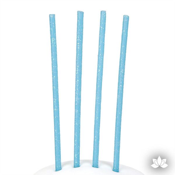 Slim Blue Glitter Birthday Candles — CaljavaOnline