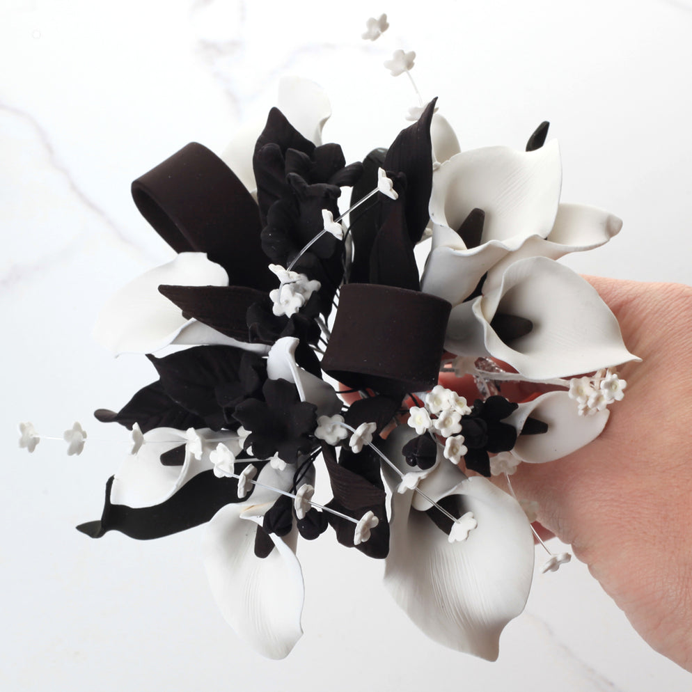White & Black Calla Lily Cake Topper — CaljavaOnline