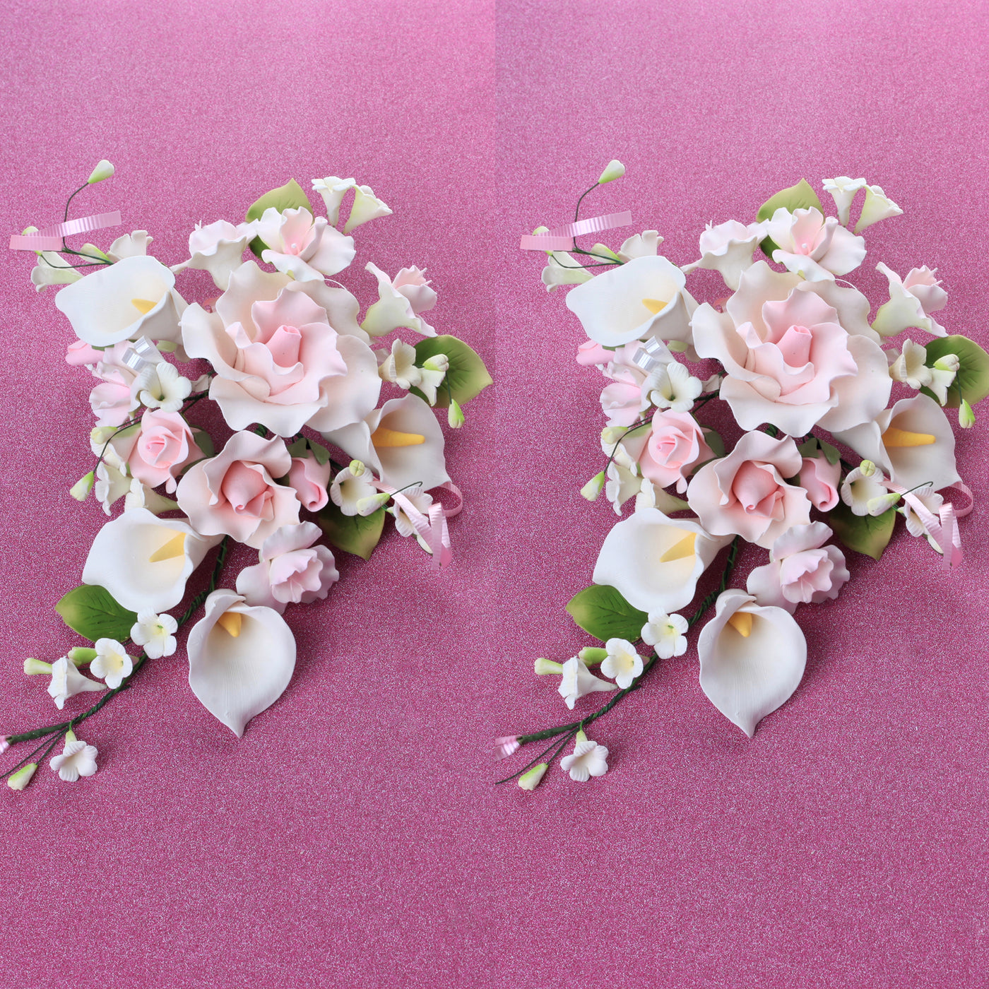 Large Tea Rose & Calla Lily Combo Sprays - Pink — CaljavaOnline