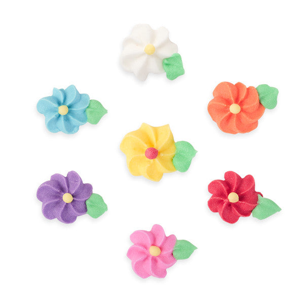 Small Drop Flower w/ Leaves Royal Icing Decorations (Bulk) - Assortmen ...
